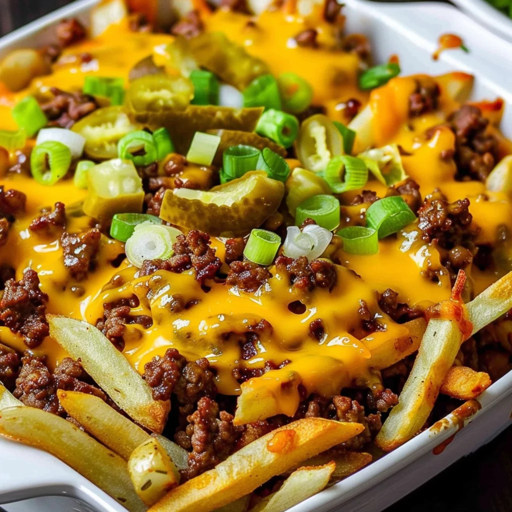Easy Healthy Cheeseburger French Fry Bake in 50 Minutes